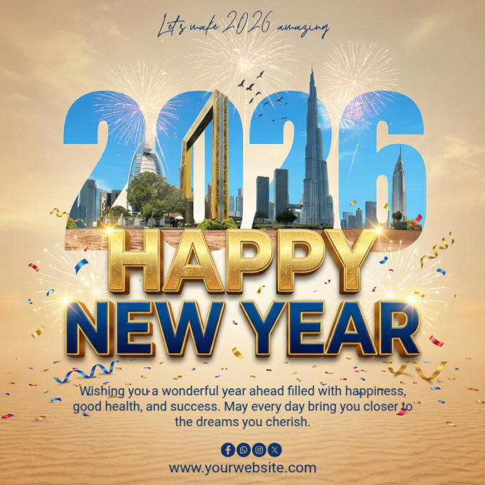 Brown Maximalist Happy New Year Instagram Post Template | PosterMyWall