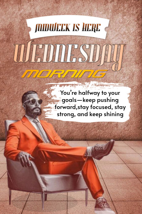 Brown Maximalist Happy Wednesday Poster Template | PosterMyWall