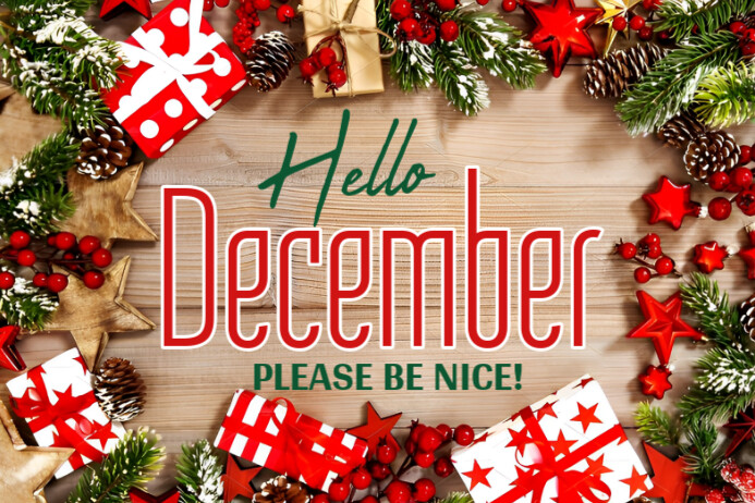 Brown Maximalist Hello December Poster Template | PosterMyWall