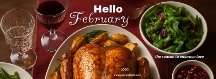 Brown Maximalist Hello February Facebook Cover Photo Template ...