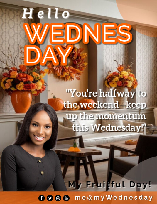 Brown Maximalist Hello Wednesday Flyer (us Letter) Template | PosterMyWall