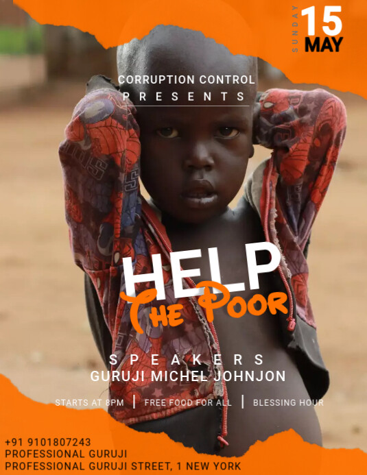 Brown Maximalist Help Thre Poor People Flyer (us Letter) Template ...