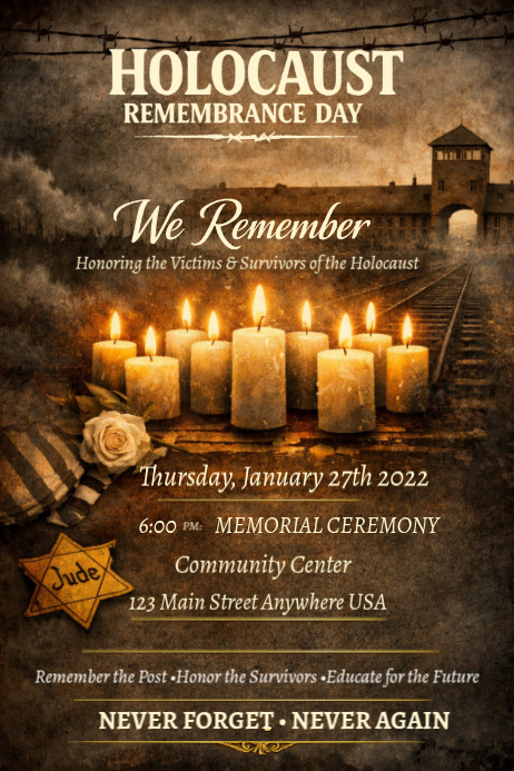 Brown Maximalist Holocaust Remembrance Day Poster Template | PosterMyWall
