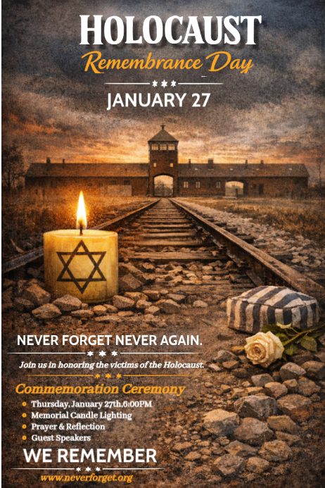 Brown Maximalist Holocaust Remembrance Day Poster Template | PosterMyWall