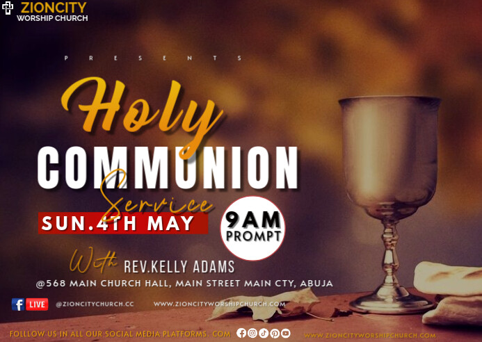 Brown Maximalist Holy Communion Sunday Service Postcard Template | PosterMyWall