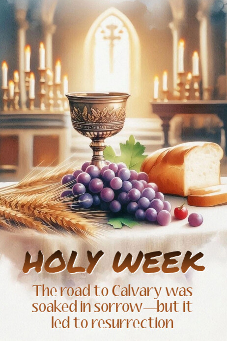 Brown Maximalist Holy Week Banner 4' × 6' Template | PosterMyWall
