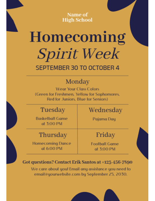 Brown Maximalist Homecoming Spirit Week Flyer (us Letter) Template ...