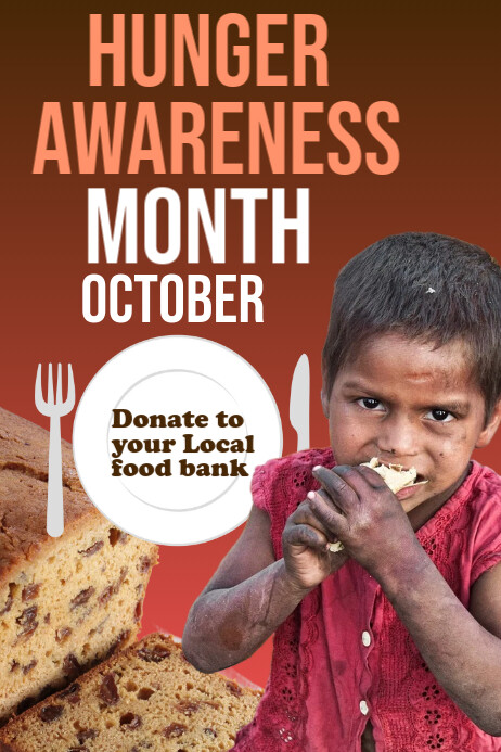 Brown Maximalist Hunger Awareness Poster Template | PosterMyWall