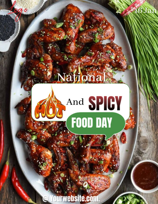 Brown Maximalist International Hot And Spicy Food Day Design Flyer ...