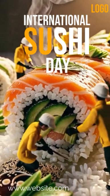 Copy of Brown Maximalist International Sushi Day Instagram Reel ...