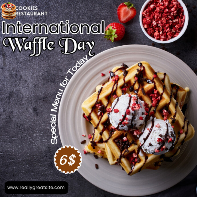 Brown Maximalist International Waffle Day Instagram Post Template ...
