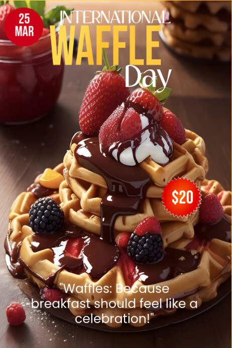 Brown Maximalist International Waffle Day Poster Template | PosterMyWall