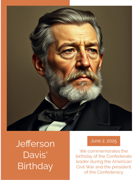 Brown Maximalist Jefferson Davis' Birthday Flyer (us Letter) Template ...