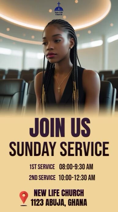Copy of Brown Maximalist Join Us Sunday Service Instagram Tiktok Stories Church Invitation Video ...
