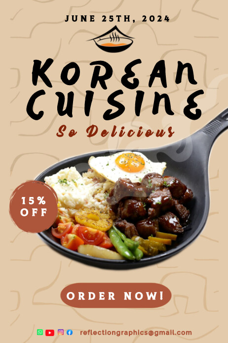 Brown Maximalist Korean Food Poster Template | PosterMyWall