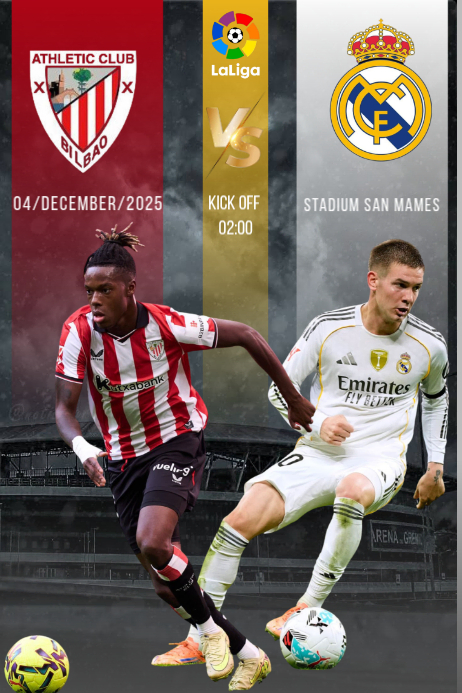 Brown Maximalist La Liga Match Day Athletic Club Vs Real Madrid Poster ...