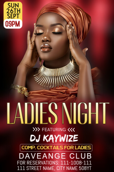Brown Maximalist Ladies Night Party Ads Poster Template | PosterMyWall