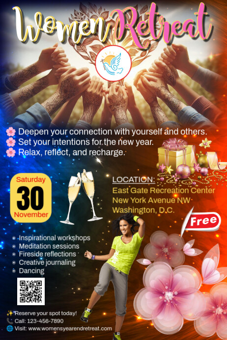 Brown Maximalist Ladies Women Retreat Flyer Poster Template | PosterMyWall