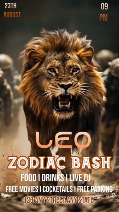 Brown Maximalist Leo Birthday Flyer Instagram Reel Template | PosterMyWall