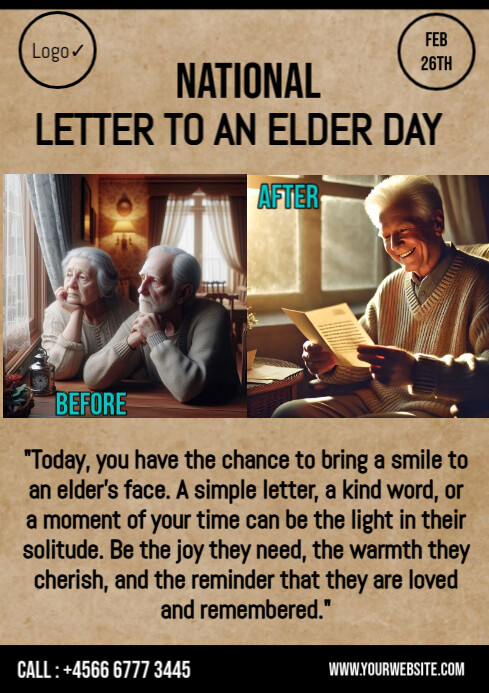 Plantilla de Brown Maximalist Letter To An Elder Dat A4 | PosterMyWall