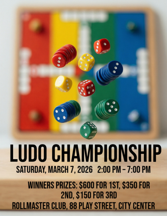 Brown Maximalist Ludo Championship Flyer Flyer (us Letter) Template ...