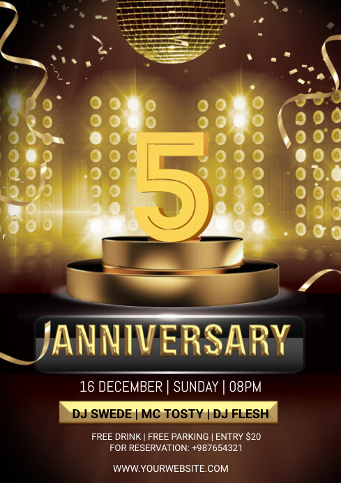 Copy of Brown Maximalist Luxury 5 Years Anniversary D | PosterMyWall