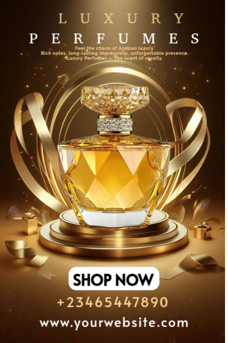 Brown Maximalist Luxury Perfumes Poster Template | PosterMyWall
