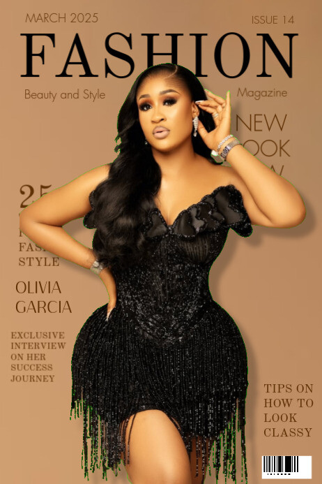 Brown Maximalist Magazine Cover Model Poster Template | PosterMyWall