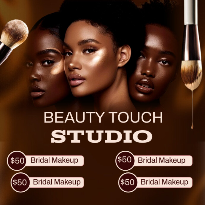 Brown Maximalist Makeup Studio Promotion Templates Instagram Post ...