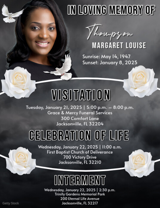 Brown Maximalist Memorial Flyer, Funeral Flyer, In Loving Memory, Rest ...