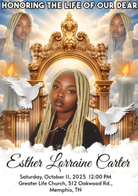 Royal Brown Maximalist Memorial Funeral Announcement Flyer, Funeral A4 ...