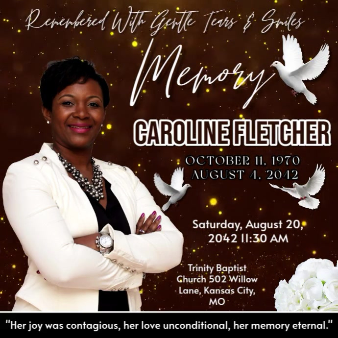 Brown Maximalist Memorial Funeral Announcement Flyer, Funeral Instagram ...