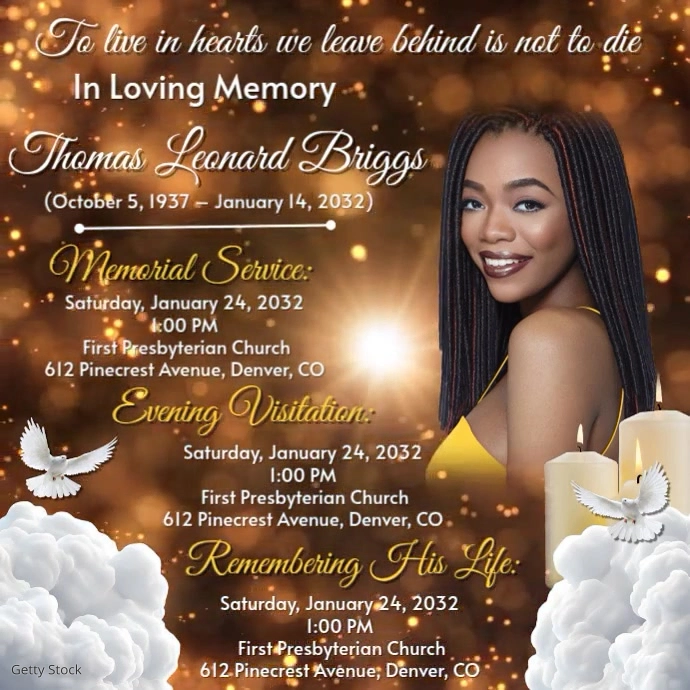 Brown Maximalist Memorial Funeral Announcement Flyer, Funeral Instagram ...