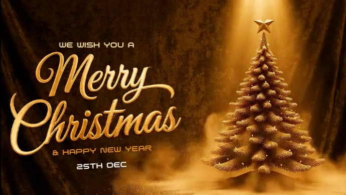 Brown Maximalist Merry Christmas Animation Card Digital Display (16:9 ...