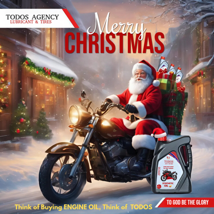 Brown Maximalist Merry Christmas Engine Oil Advertising Template ...