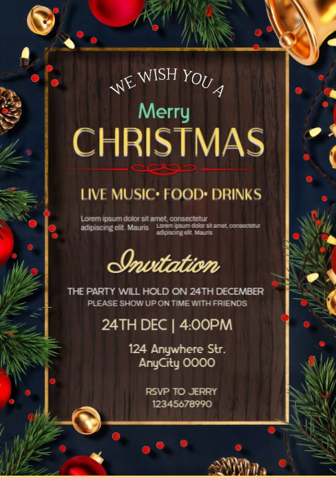 Plantilla de Brown Maximalist Merry Christmas Party Celebration Poster ...