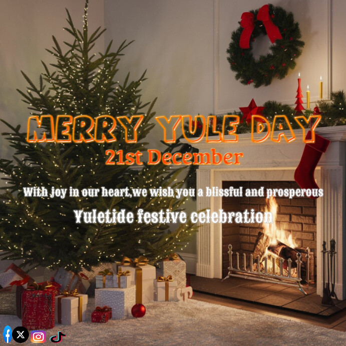 Brown Maximalist Merry Yule Day Celebration Flyer Instagram Post ...