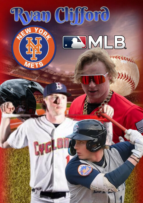 Brown Maximalist Mlb New York Mets Ryan Cliff Template | PosterMyWall