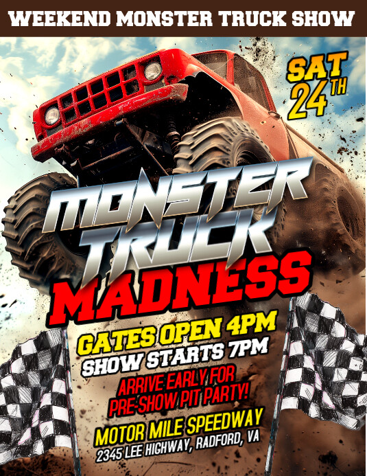 Brown Maximalist Monster Truck Flyer (us Lett Template | PosterMyWall