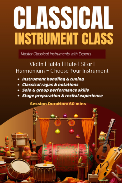 Copy of Brown Maximalist Music Class Template Poster | PosterMyWall