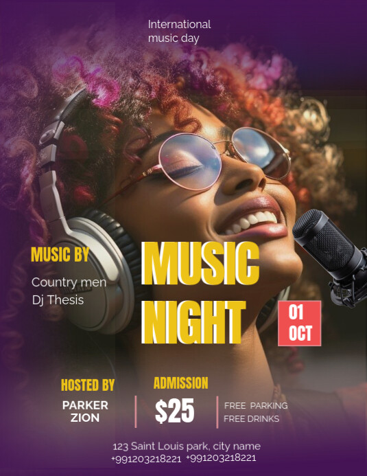 Brown Maximalist Music Day Flyer (us Letter) Template | PosterMyWall