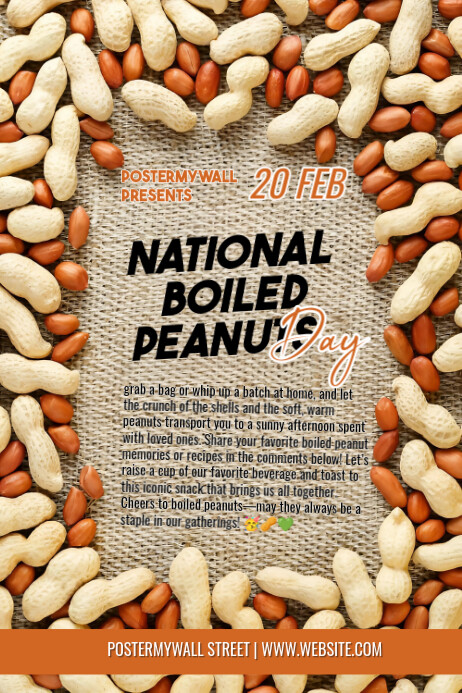 Brown Maximalist National Boiled Peanuts Day Poster Template | PosterMyWall