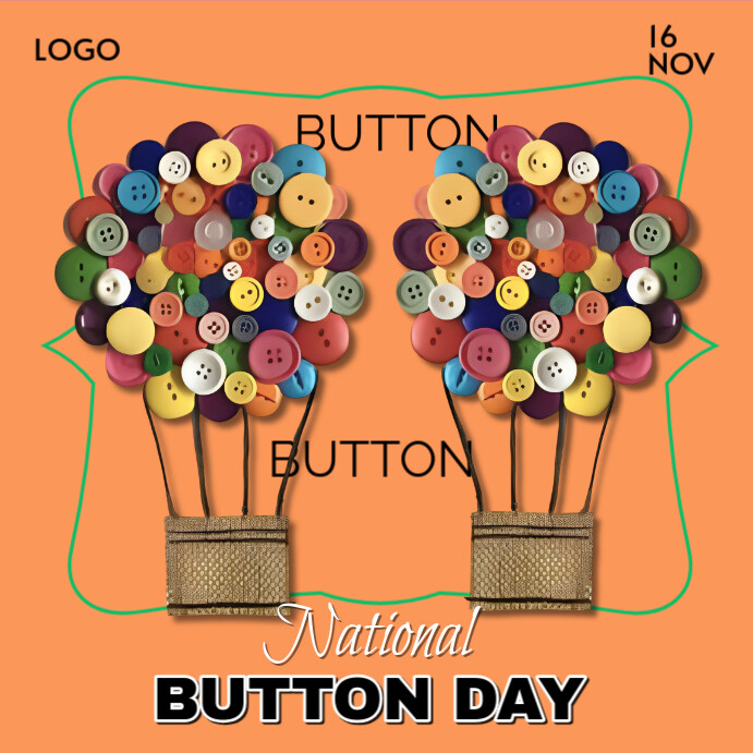 Copy of Brown Maximalist National Button Day Instagram Post | PosterMyWall