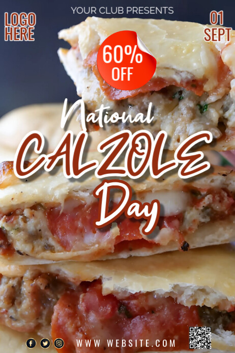 Brown Maximalist National Calzone Day Poster Template | PosterMyWall