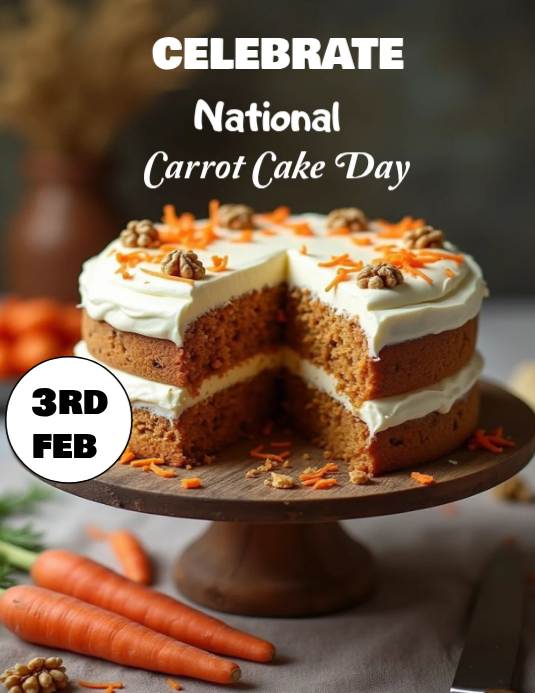 Brown Maximalist National Carrot Cake Day Flyer (us Letter) Templat ...