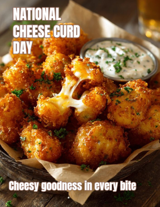 Plantilla de Brown Maximalist National Cheese Curds Day Flyer (us ...