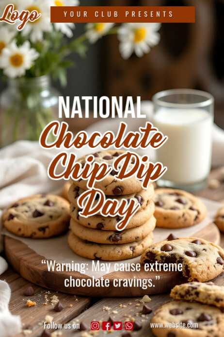 Brown Maximalist National Chocolate Chip Day Poster Template | PosterMyWall