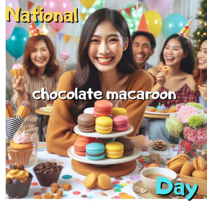 Brown Maximalist National Chocolate Macaroon Day Instagram Post ...