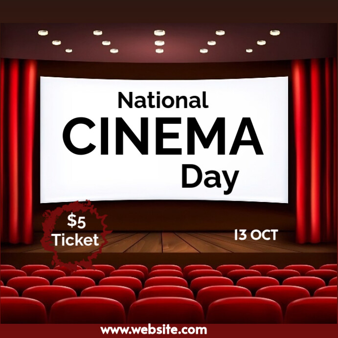 Brown Maximalist National Cinema Day Instagram Post Template | PosterMyWall