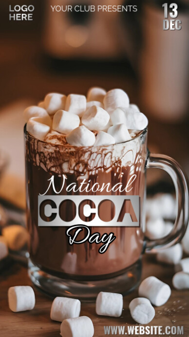 Brown Maximalist National Cocoa Day Digital Display (9:16) Template | PosterMyWall